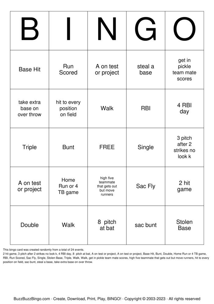 Softball Bingo Bingo Cards to Download, Print and Customize!