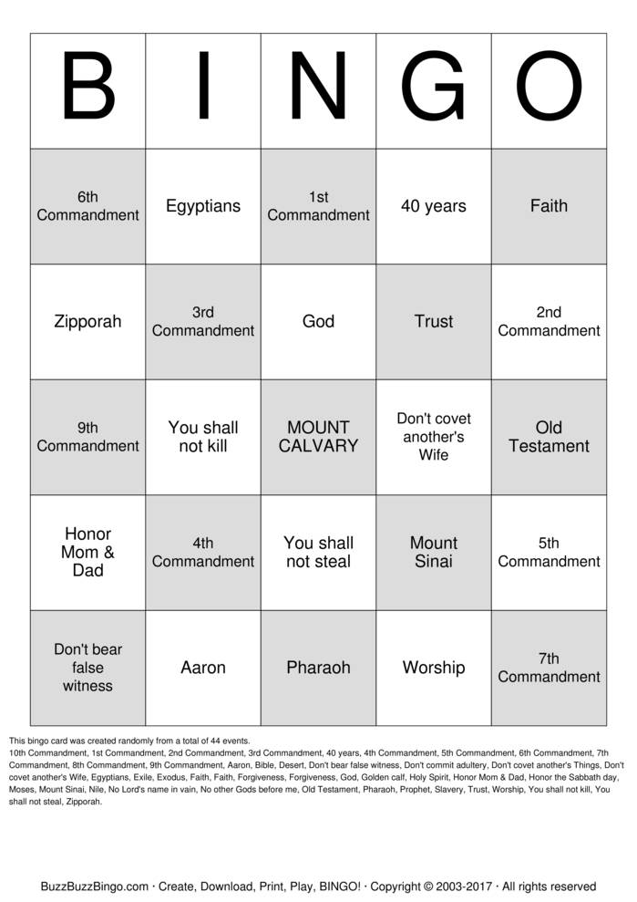 The 10 Commandments Bingo Cards to Download, Print and Customize!