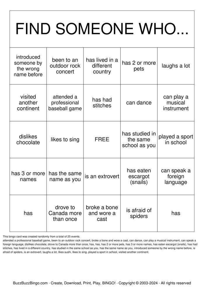 Getting to Know You! Bingo Cards to Download, Print and Customize!