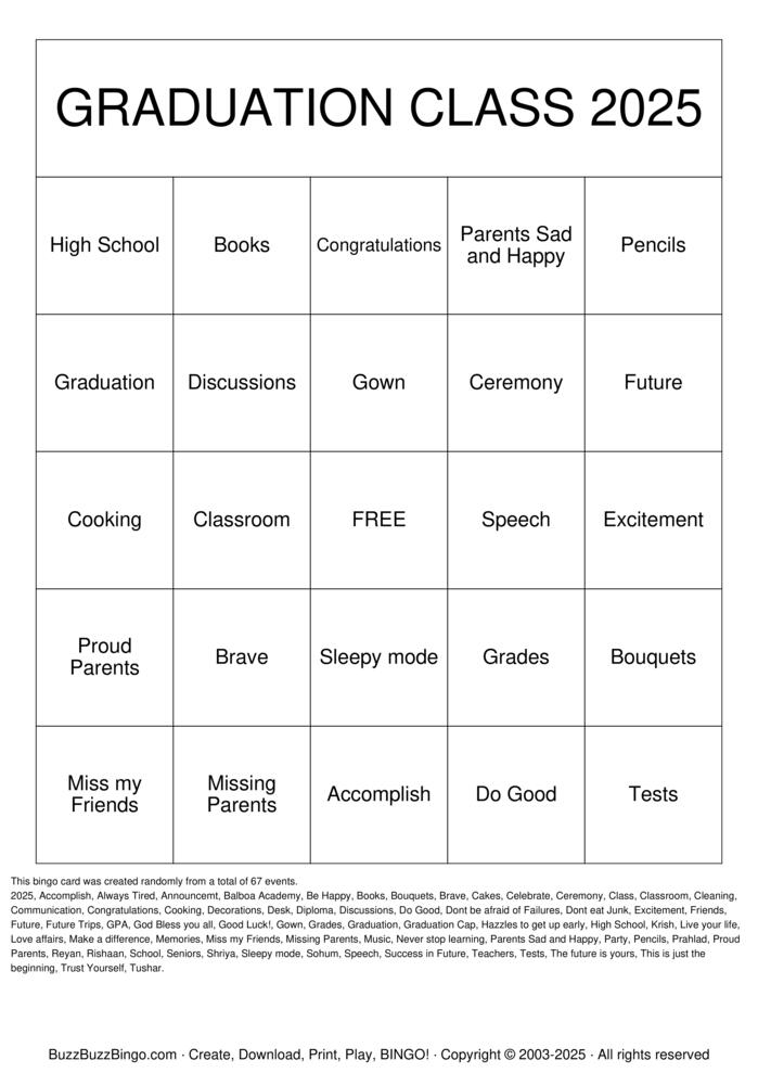 Graduation Bingo Cards to Download, Print and Customize!