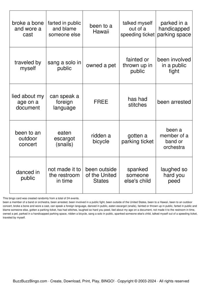 Never Have I Ever... Bingo Cards to Download, Print and Customize!