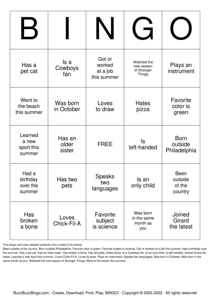 First Day Bingo Bingo Cards to Download, Print and Customize!