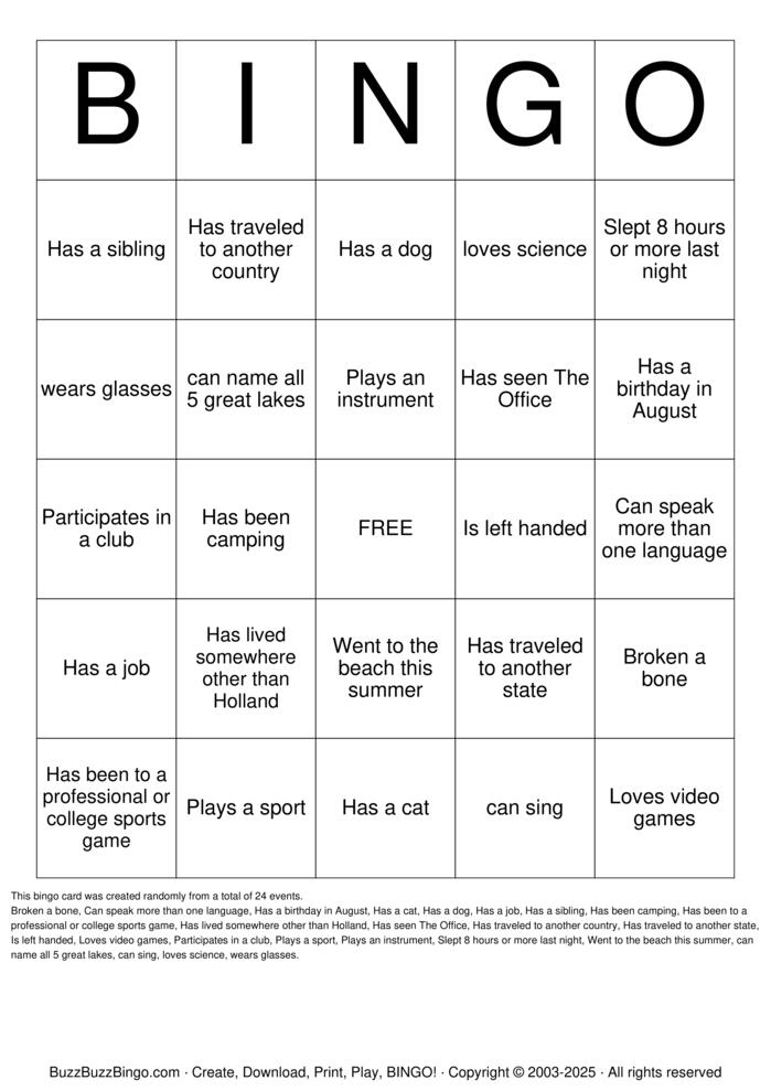 Walking Bingo Bingo Cards to Download, Print and Customize!