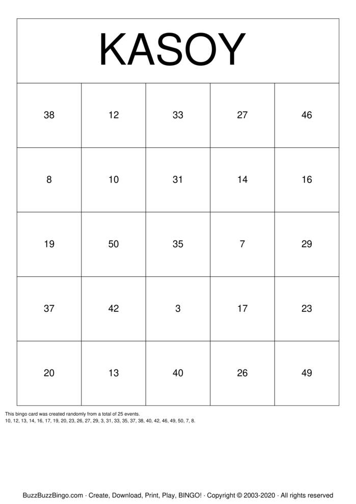 1-49 Bingo Cards to Download, Print and Customize!