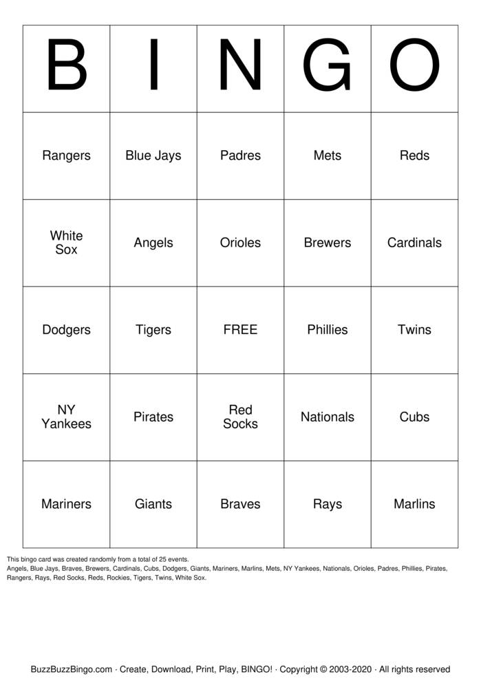 Baseball Bingo Cards to Download, Print and Customize!