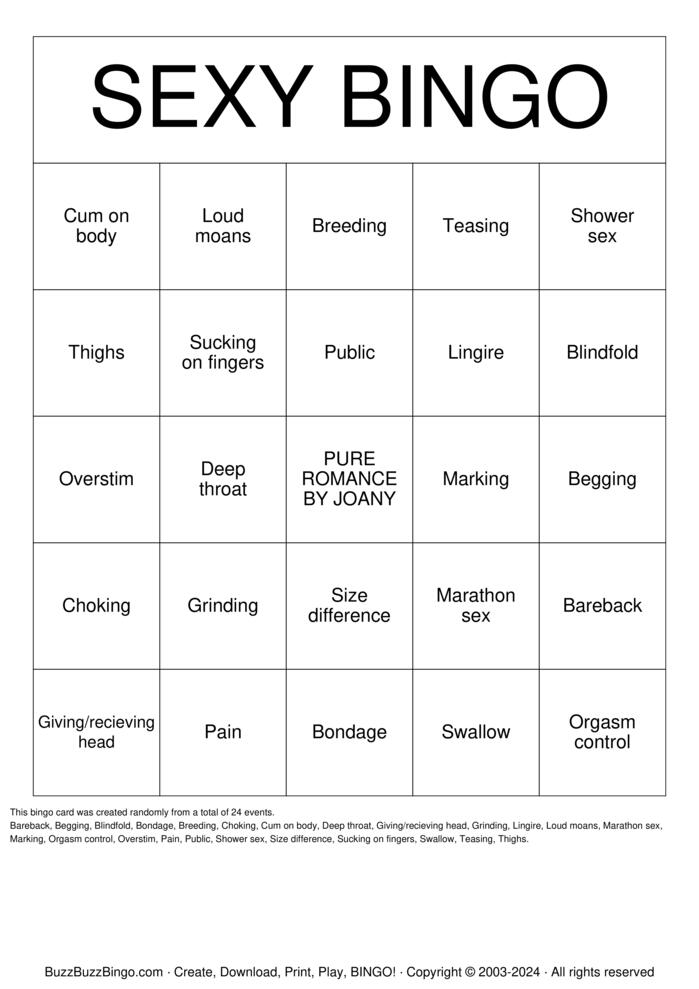 DIRTY BINGO Bingo Cards to Download, Print and Customize!