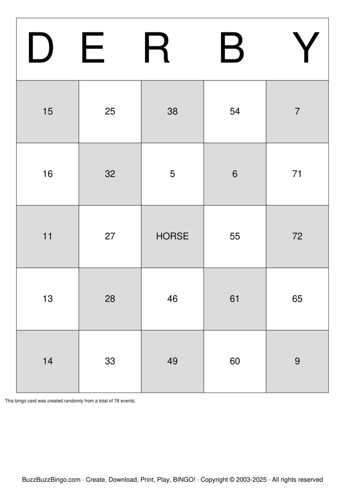 Kentucky Derby Bingo Cards to Download, Print and Customize!