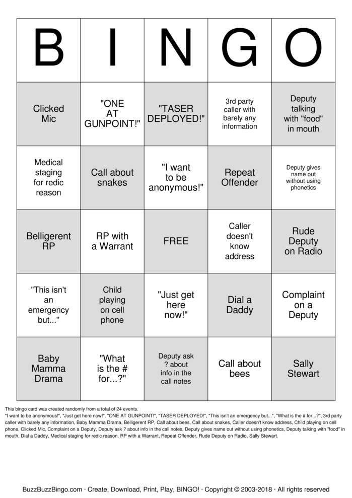 MCSO BINGO Bingo Cards to Download, Print and Customize!