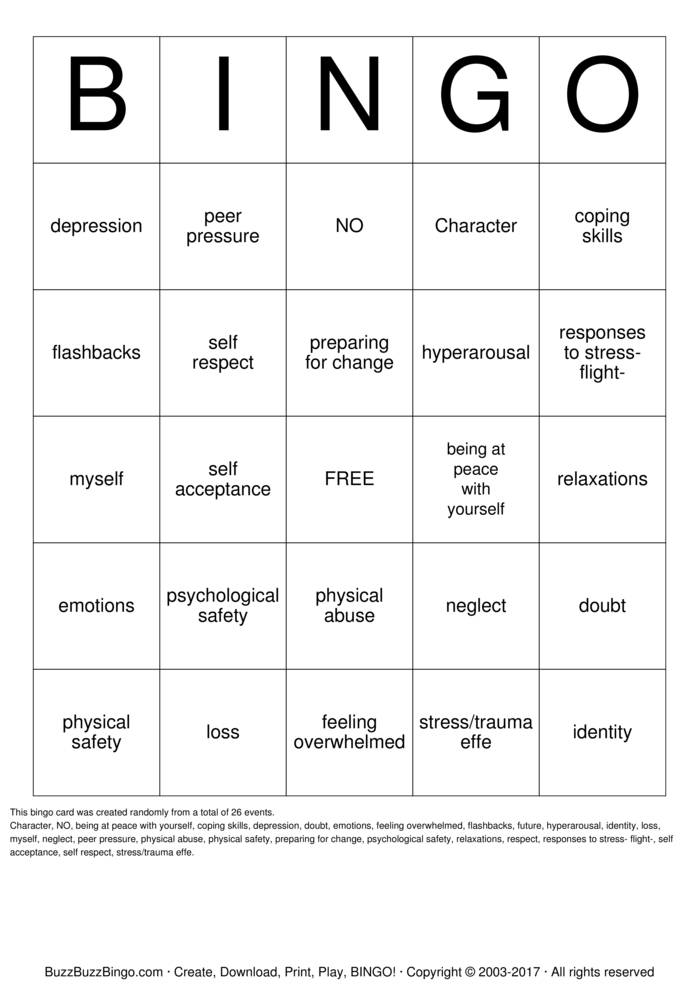 SELF BINGO Bingo Cards to Download, Print and Customize!