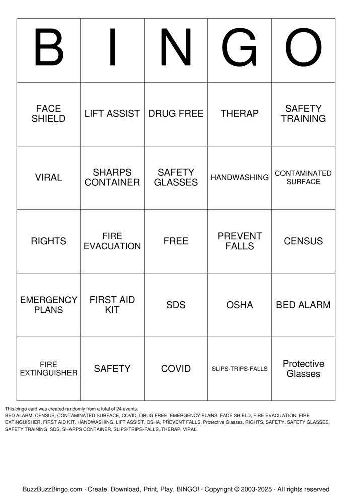 Workplace Safety Bingo Cards to Download, Print and Customize!