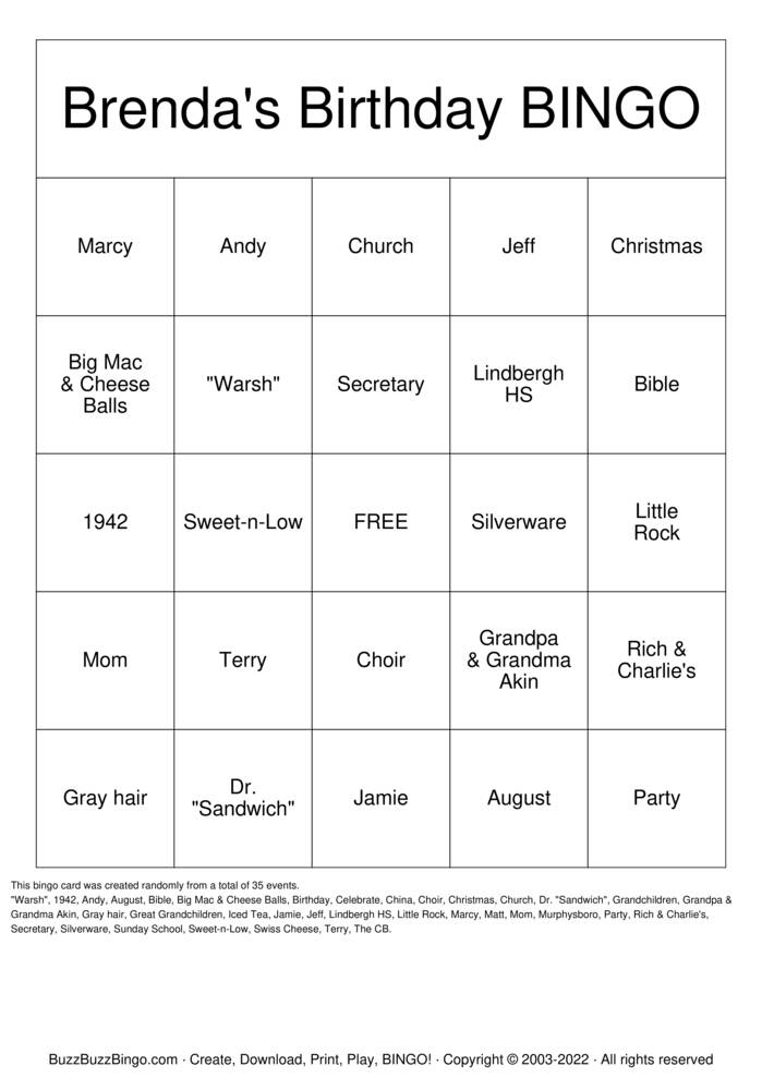 80th Birthday Bingo Cards to Download, Print and Customize!
