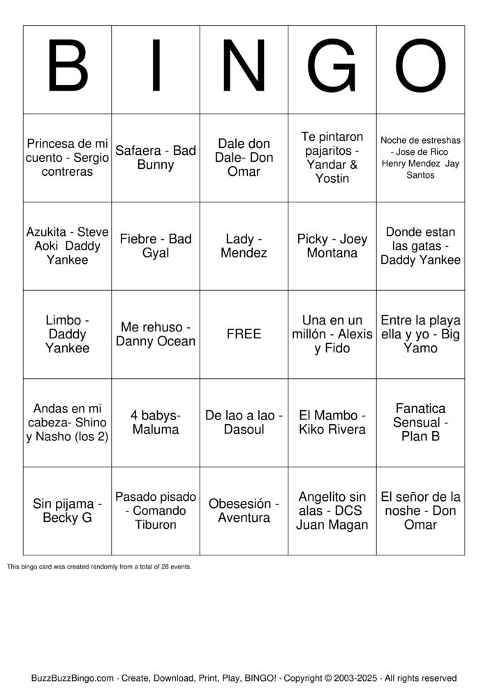BINGO MUSICAL: 2000's Bingo Cards to Download, Print and Customize!