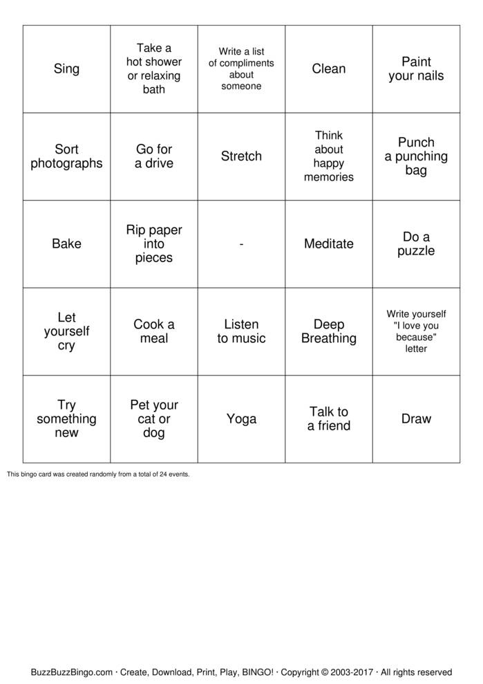 Coping Skills Bingo Cards to Download, Print and Customize!