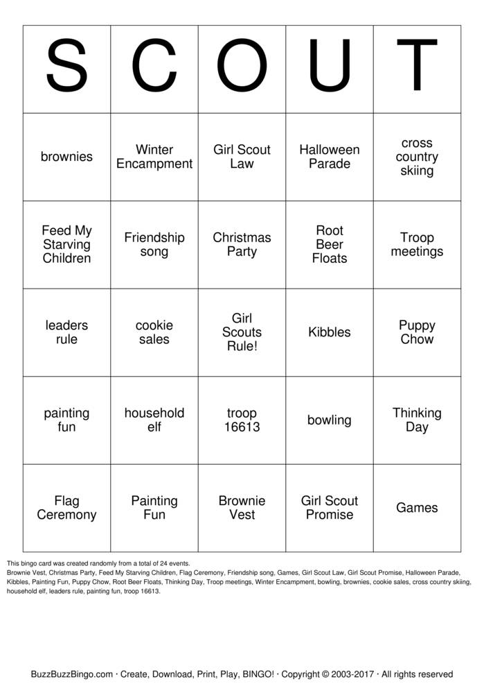Girl Scout Brownies Bingo Cards to Download, Print and Customize!