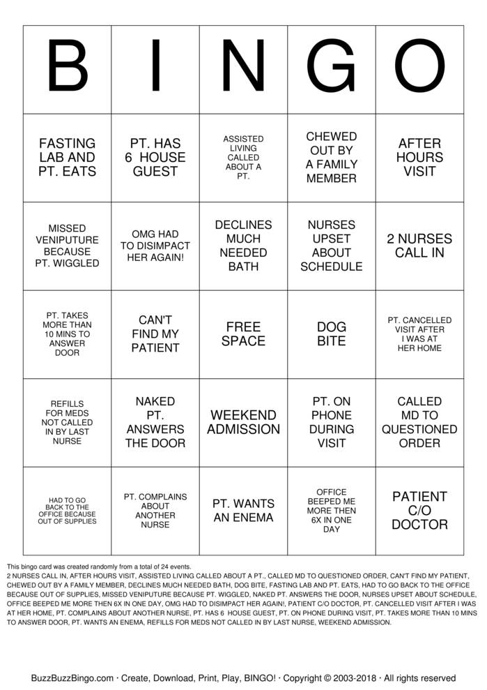 RN Bingo Cards to Download, Print and Customize!