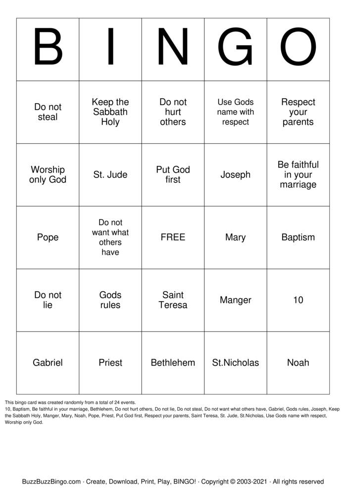 Religious Bingo Cards to Download, Print and Customize!