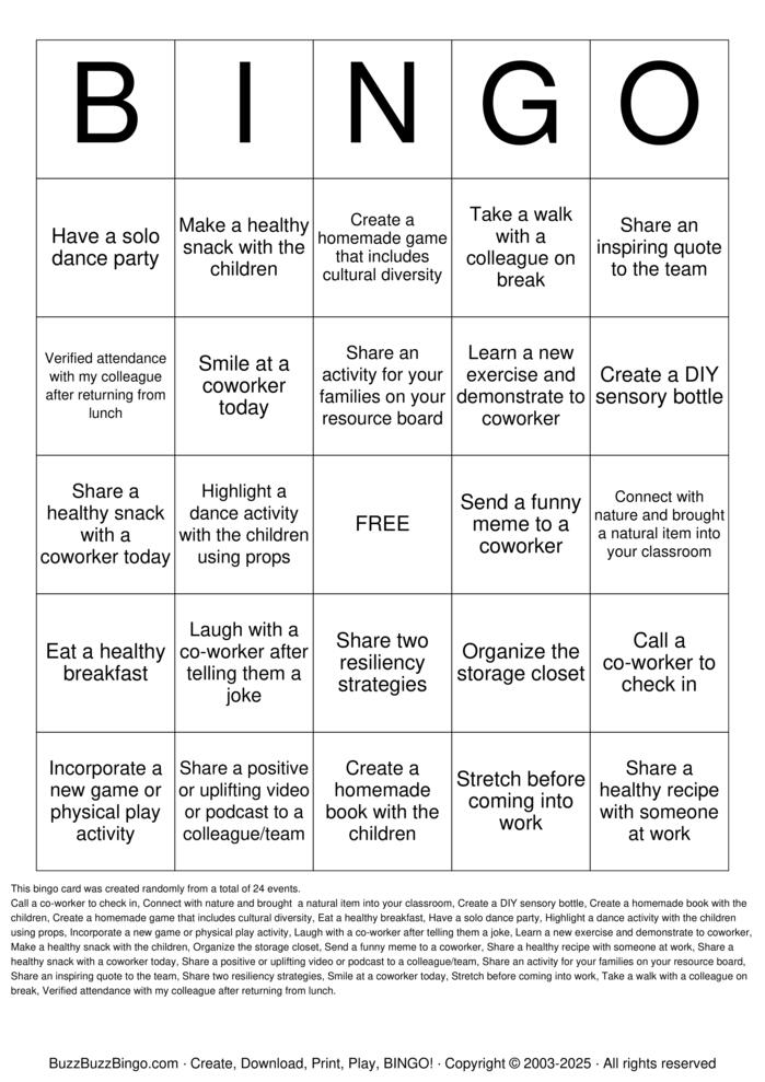 WELLNESS Bingo Cards to Download, Print and Customize!